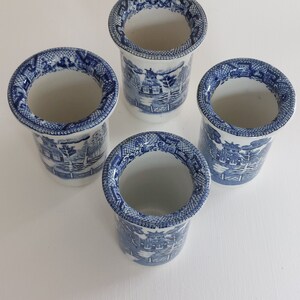 Rare Antique Willow Pattern Staffordshire "cetem Ware" Lot 4 Beakers ...