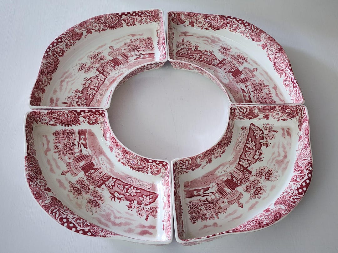 Magnificent W R Midwinter "landscape" Pattern Pink + White Four Pieces ...