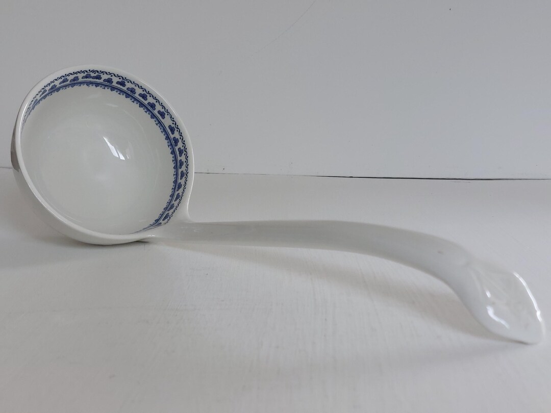 Vintage Adams Ironstone LARGE 10" Soup Ladle- Blue Shamrock Pattern ...