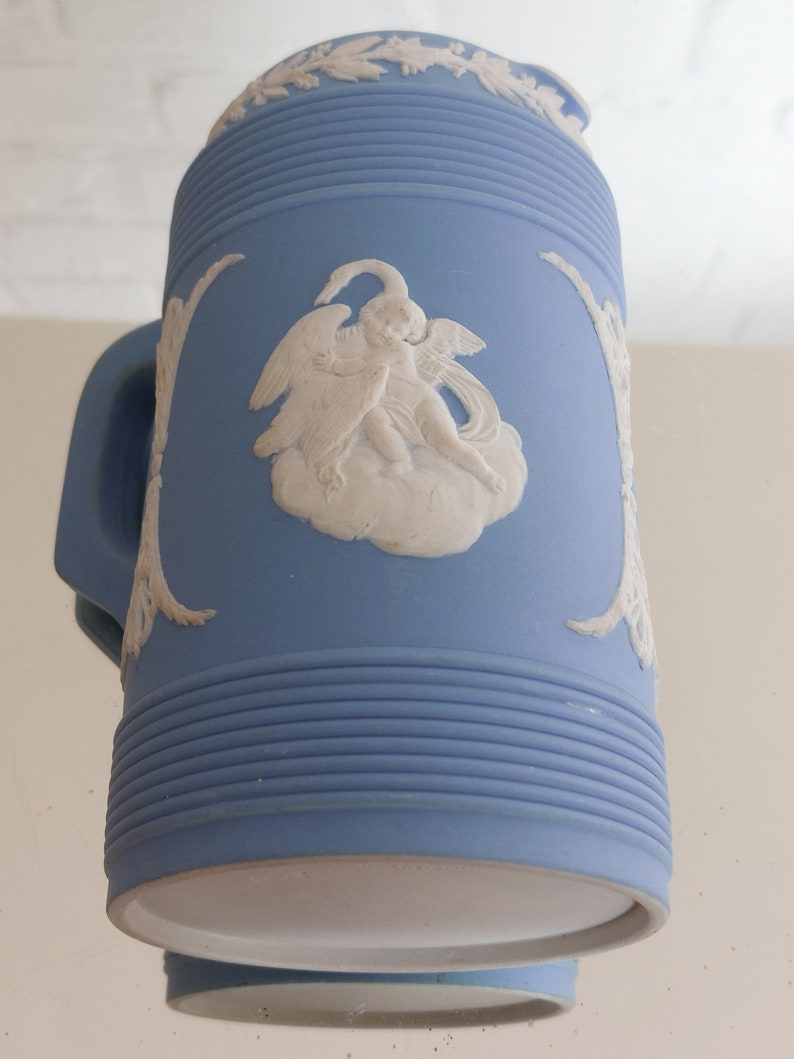 RARE Antique "wedgwood" Jasperware Pale Blue Tall Jug 6" High- Glazed ...
