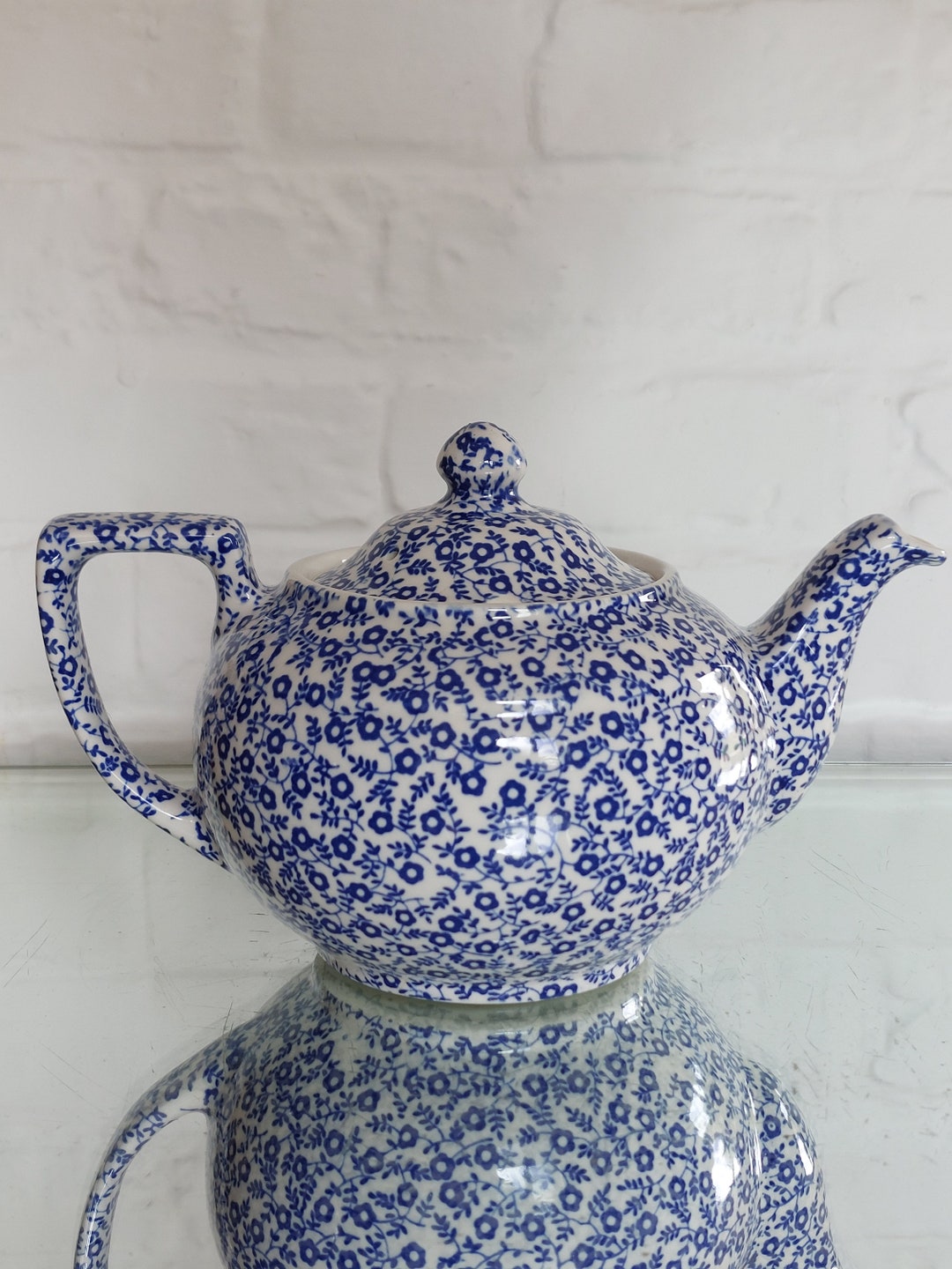 Rare Burleigh Ware felicity Pattern Blue White Teapot Discontinued - Etsy