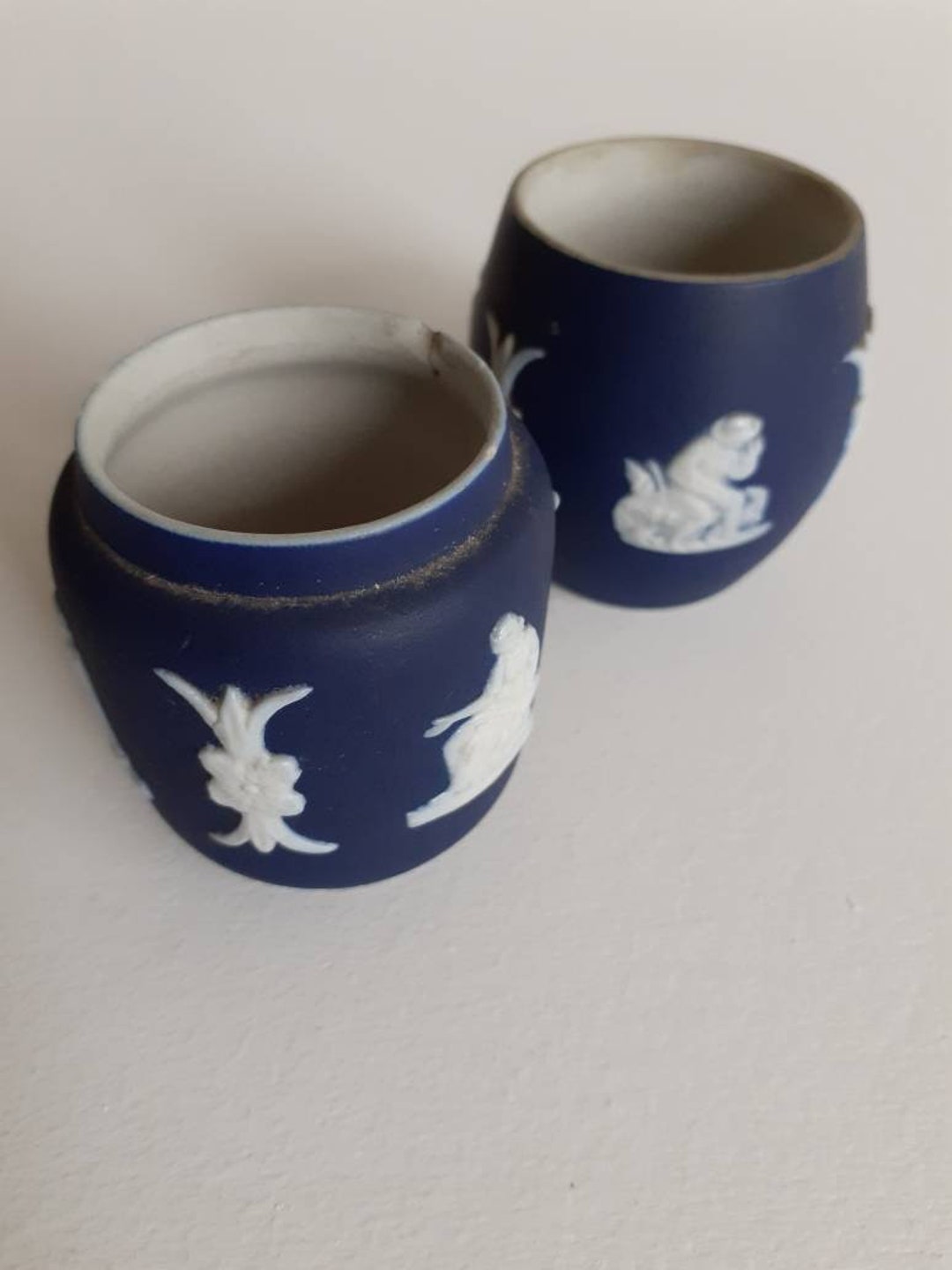 RARE Antique Adams Tunstall 1800's Blue Jasperware Lot of Small 2" Tall ...