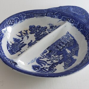 Sublime Antique Adderley Ware "Old Willow" Pattern Divided Serving Dish ...