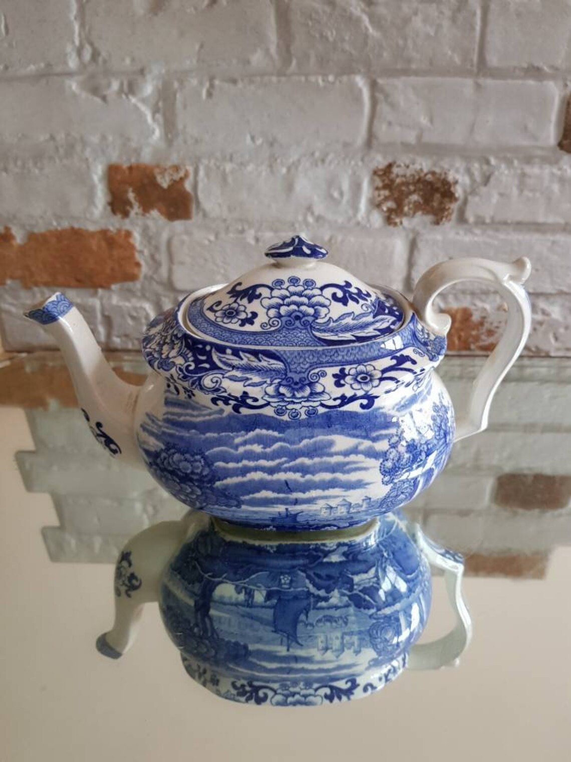 RARE booths Ceramic Teapot old Blue - Etsy UK