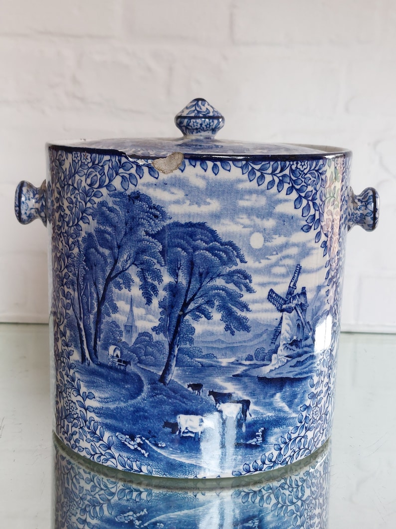 RARE Antique J Kent Fenton Large Biscuit Barrel ye Olde - Etsy