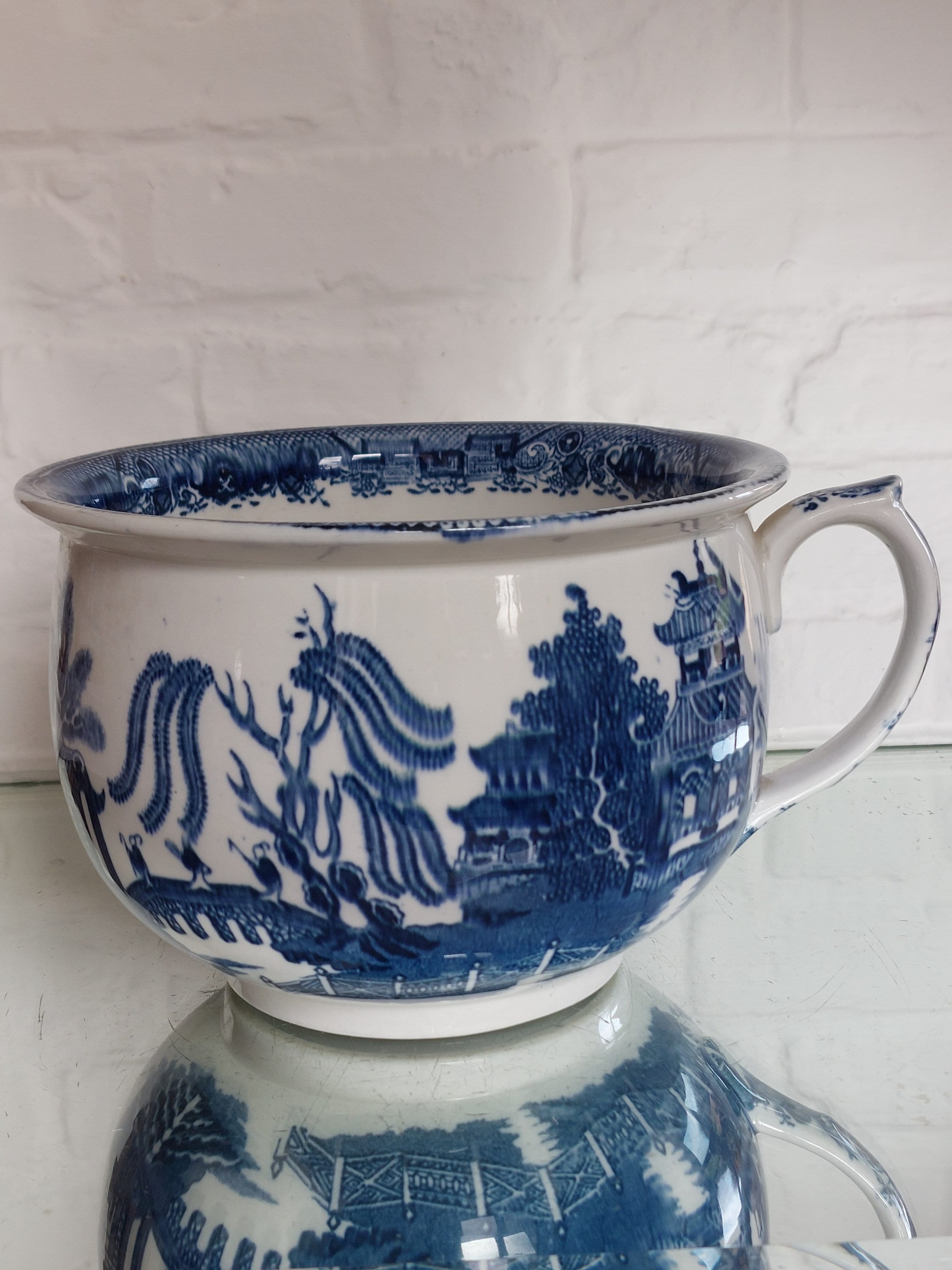 Rare Antique Maling "cetem Ware" Chamber Pot in Willow Pattern C.1920s ...