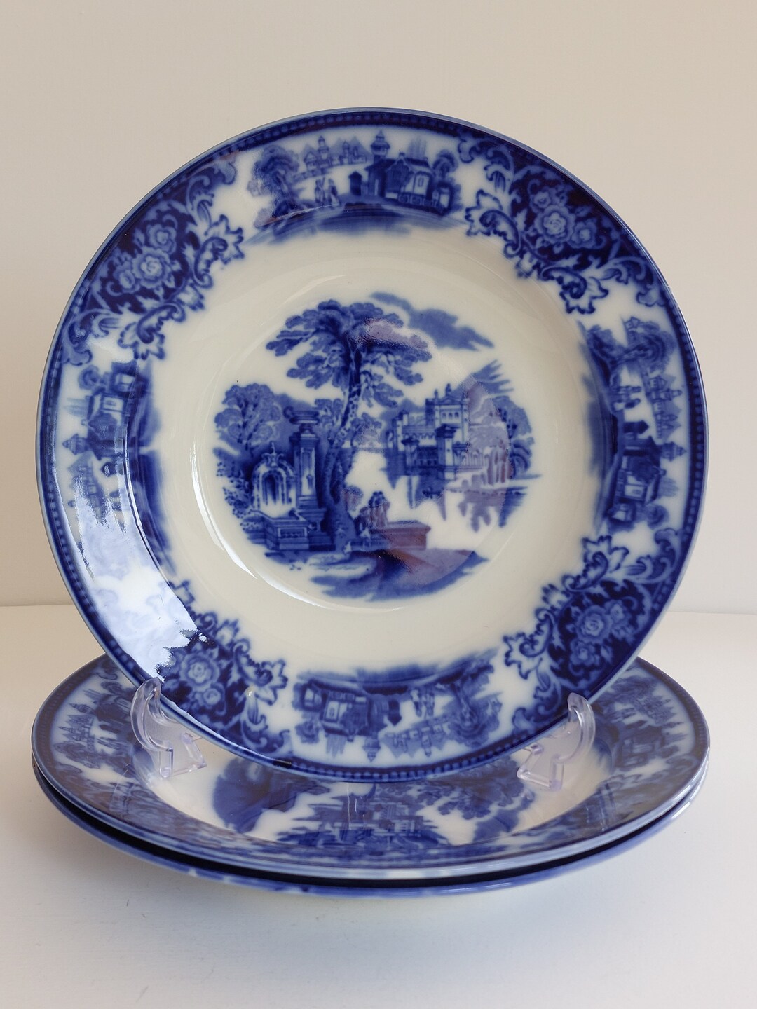 W. H. Grindley Large 10" Flow Blue Bowls "shanghai" Pattern C1892- 1914 ...