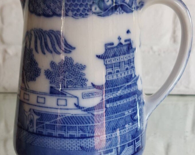 Antique Maling Pottery Blue & White Willow Pattern Small Jug C.1930 ...