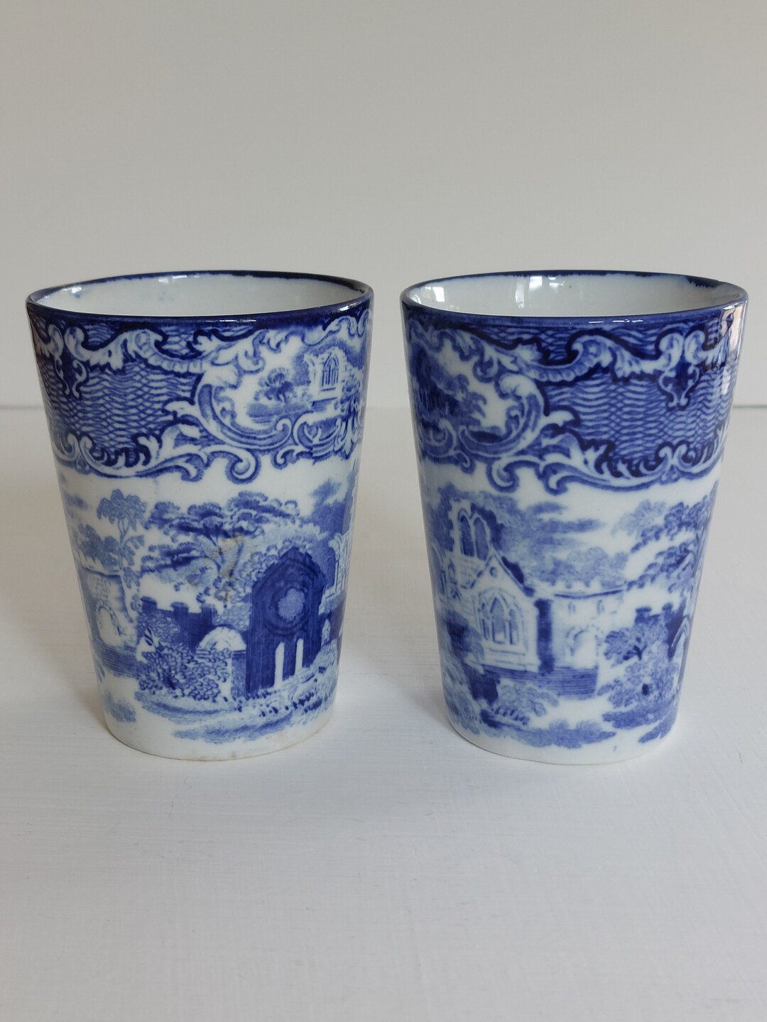 RARE Antique Pair George Jones & Sons abbey 1790 Pattern Beakers C1900 ...