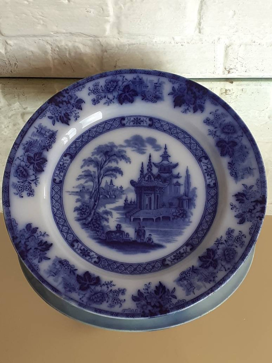 Antique Doulton Burslem Flow Blue Plate Madras | Etsy