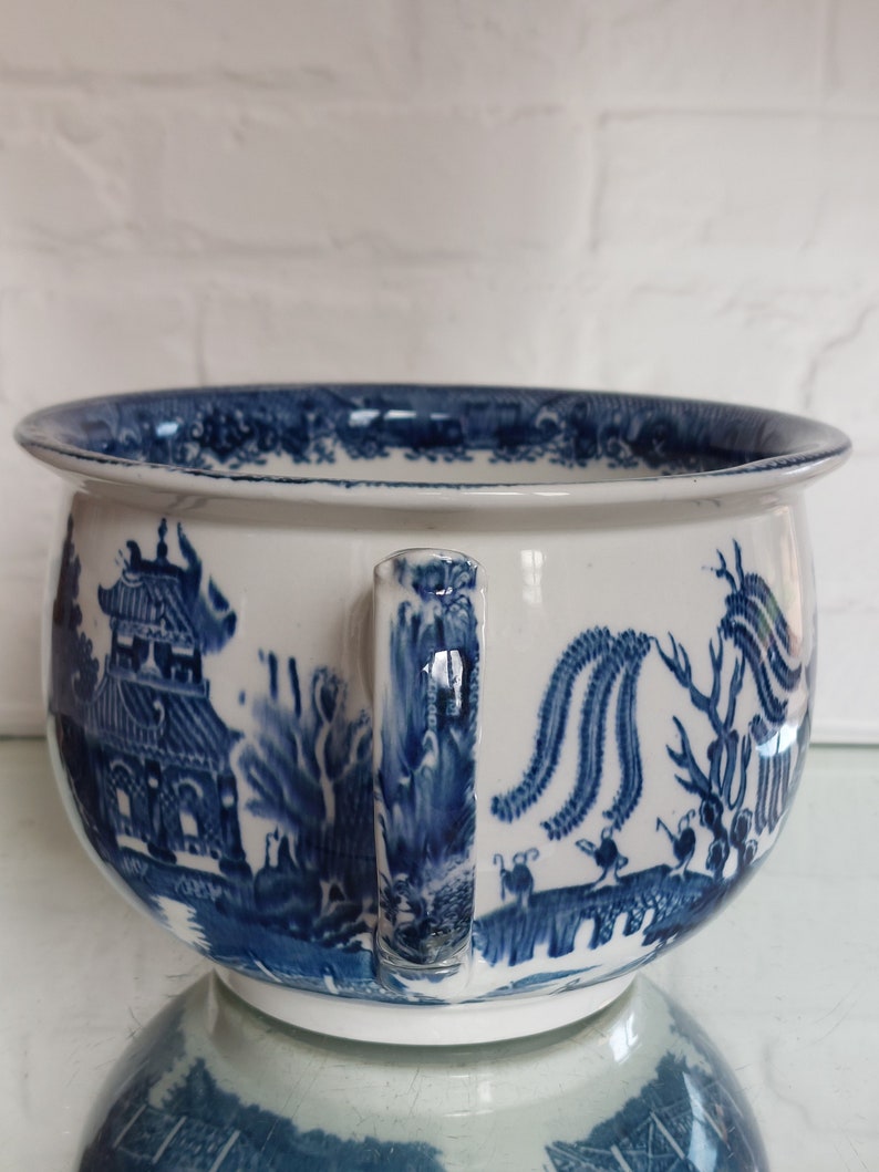 Rare Antique Maling "cetem Ware" Chamber Pot in Willow Pattern C.1920s ...