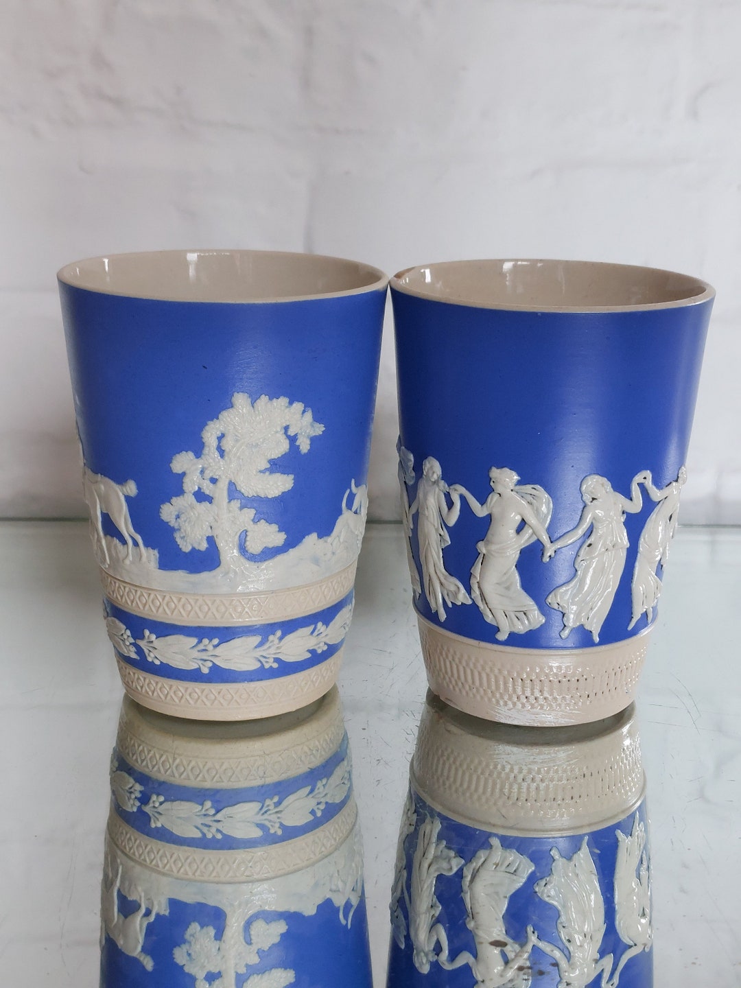 Rare Pair Copeland Spode Blue White Jasper Beakers Cups C1920 - Etsy UK