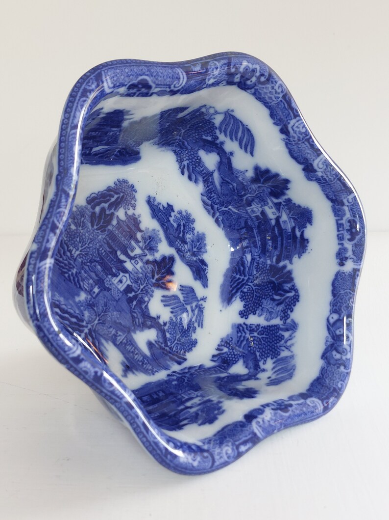 RARE Breathtaking Antique Cetem Ware Maling Flow Blue Willow Pattern 8 ...
