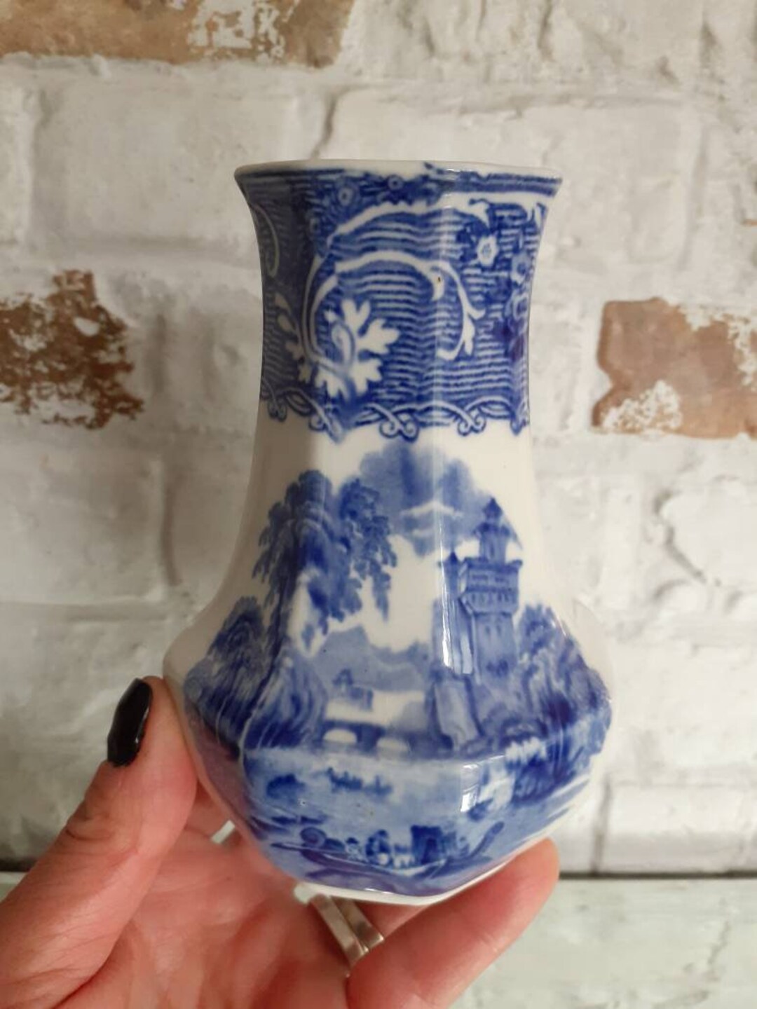 Vintage Cauldon Ware Blue White Small Vase 5.2 - Etsy