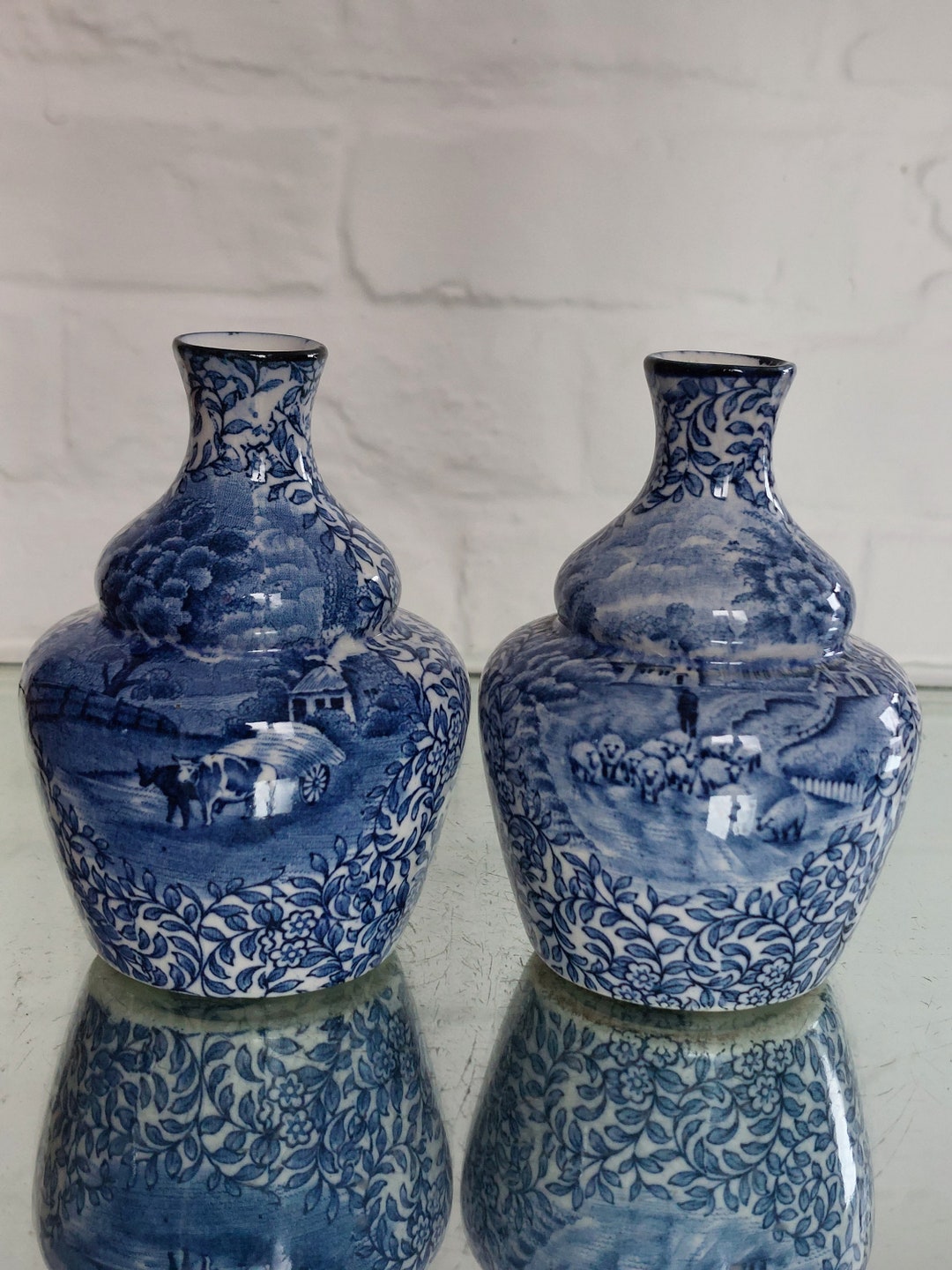 RARE Pair of James Kent Fenton ye Olde Foley Miniature 4.5 Tall Chintz ...