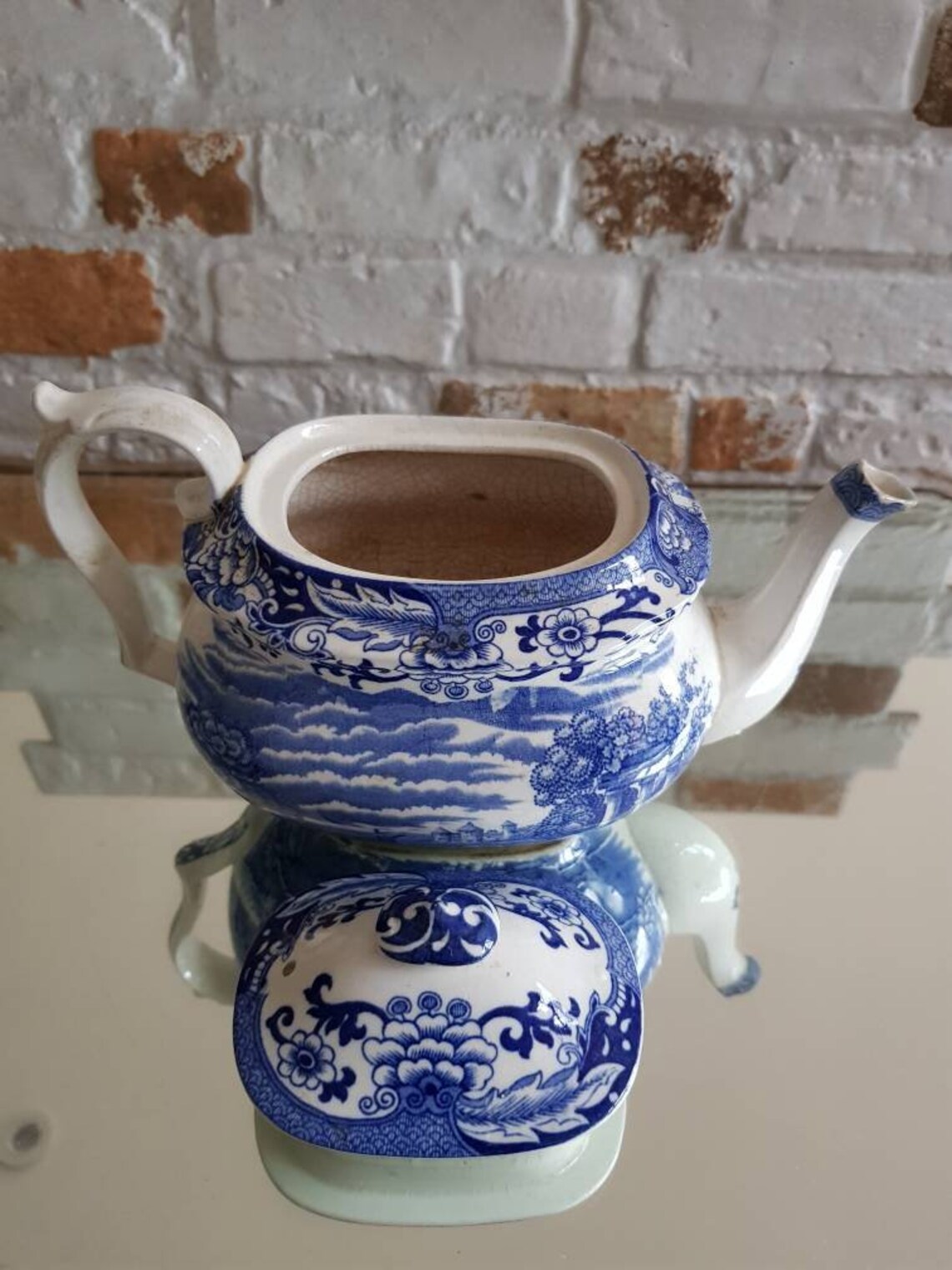 RARE booths Ceramic Teapot old Blue - Etsy