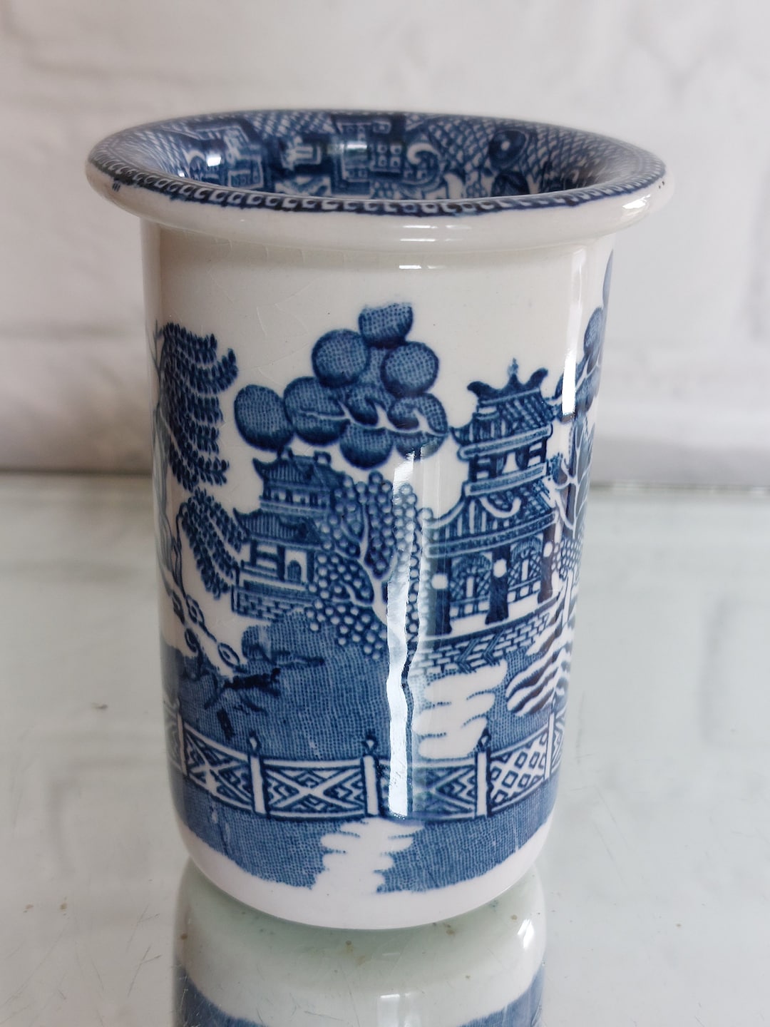 Rare Maling Cetem Ware "willow" Pattern Vase Spill Holder Cup C1920s - Etsy