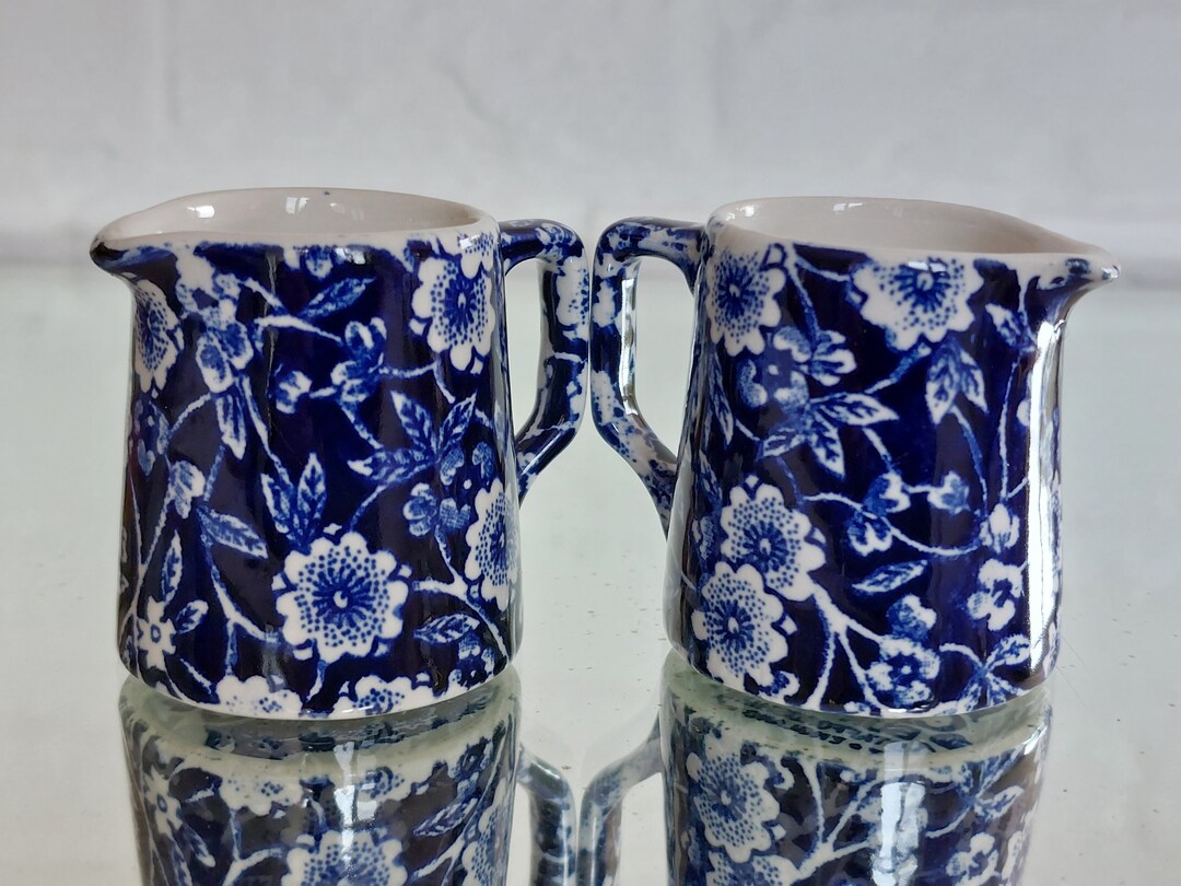 Rare Burleigh Blue Calico Pair Mini Milk Tot Creamer- Perfect! - Etsy