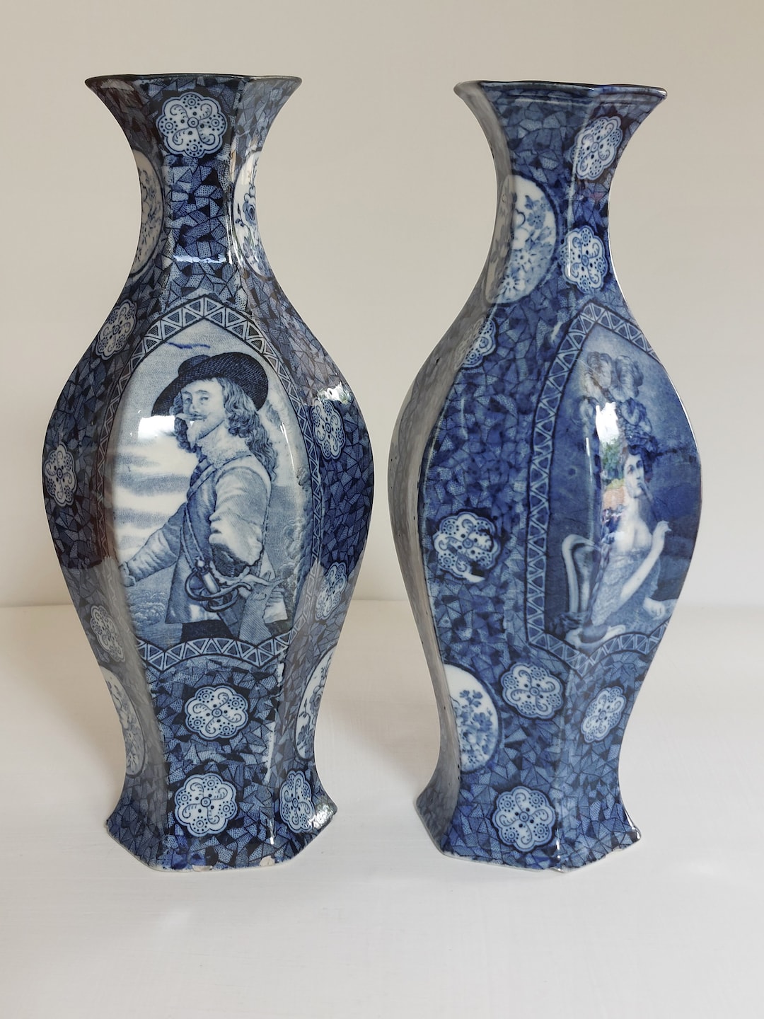 Rare Antique S Hancock & Sons- Stoke- On- Trent Pair "britannia" Large ...
