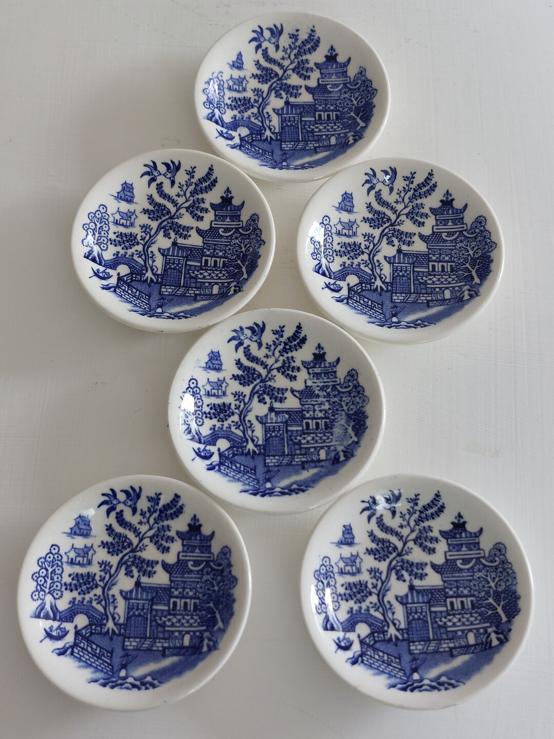 Rare Palissy England ye Olde Willow Pattern Small 6 Butter Pats C1900s ...