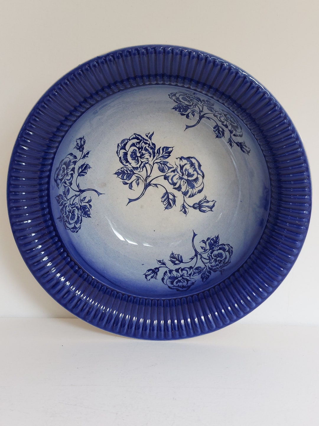 Vintage Carlton Ware Flow Blue Large 10.5" Fruit- Pasta- Salad Bowl ...
