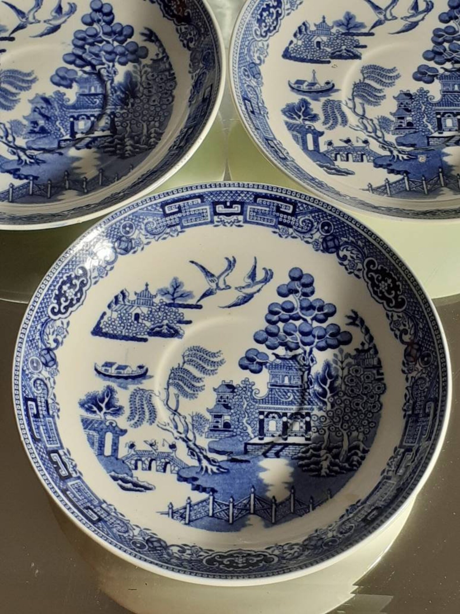 Wedgwood Etruria Bone China Willow Pattern Saucers Side - Etsy
