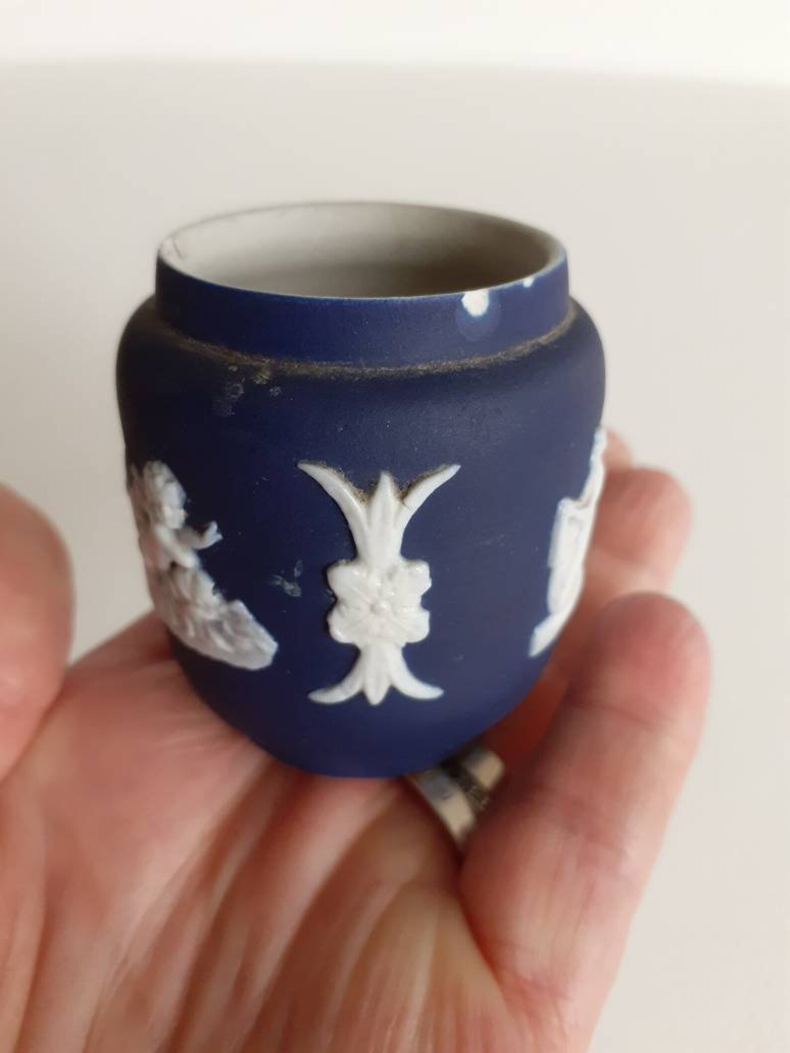 RARE Antique Adams Tunstall 1800's Blue Jasperware Lot of Small 2" Tall ...