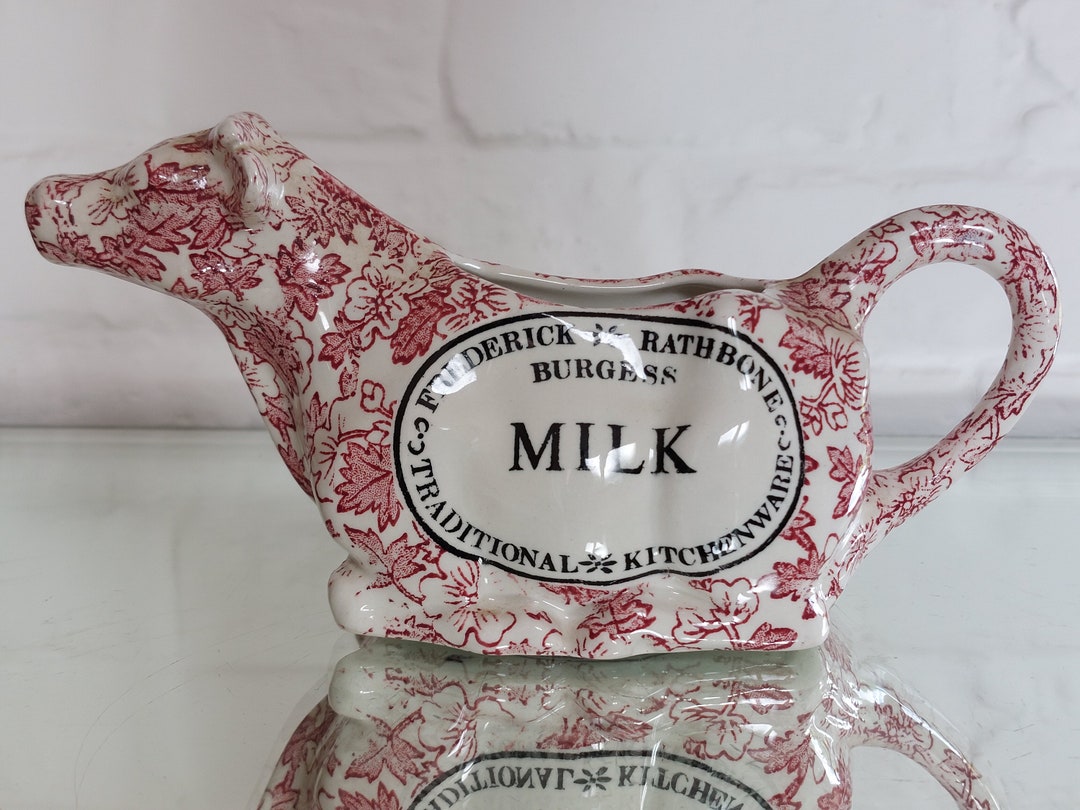 Frederick Rathbone Burgess Cow Creamer Milk Jug- Rare Red + White C1970 ...