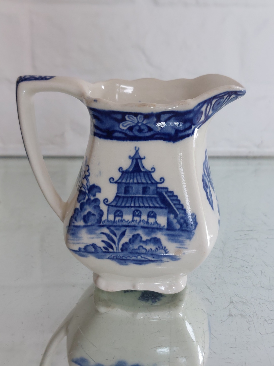 Rare Myott Son & Co England "pagoda" Pattern Small Blue White Creamer ...