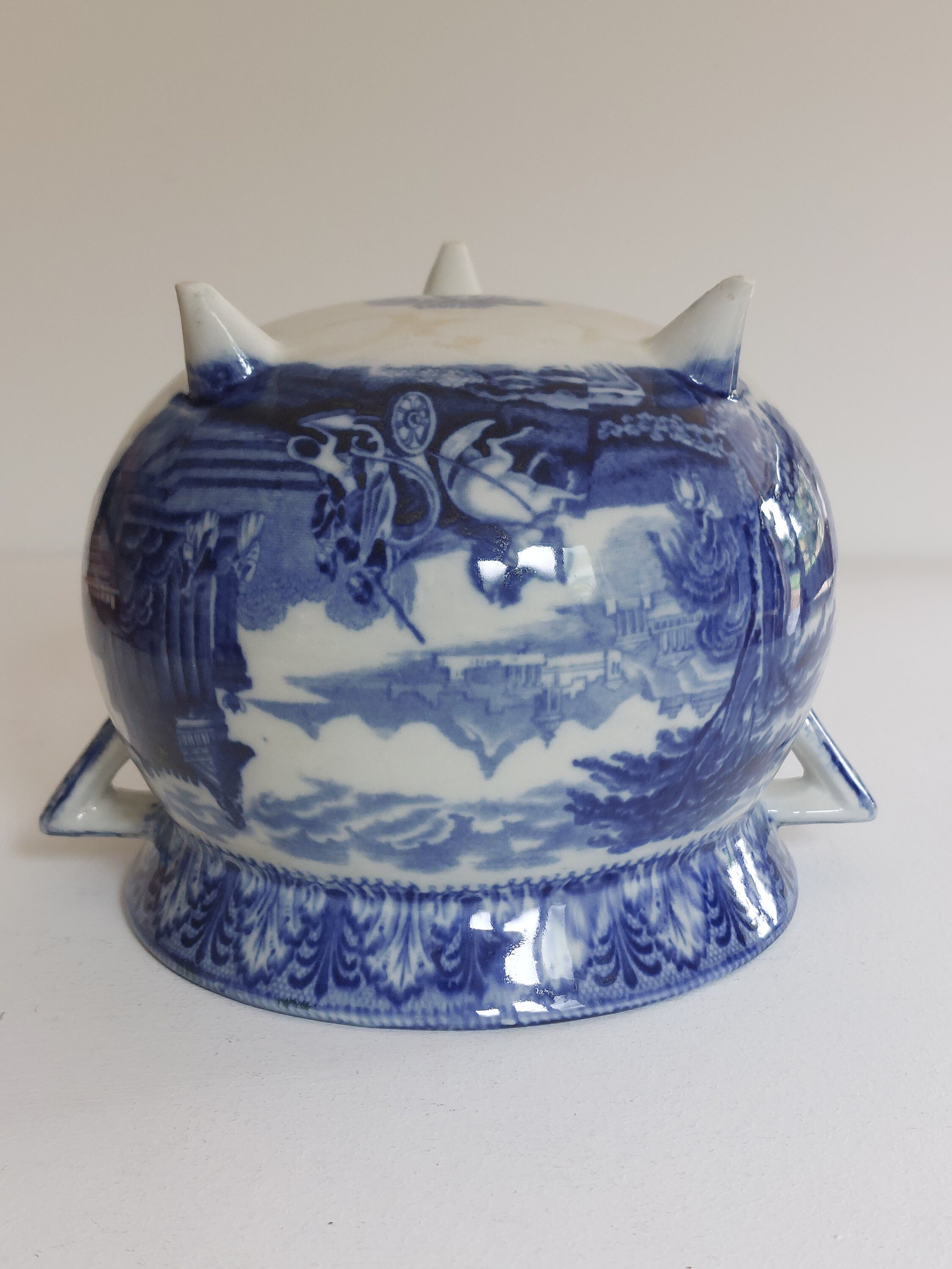 Rare Antique Cauldon England "chariot" Pattern Large Twin Handled Bowl ...