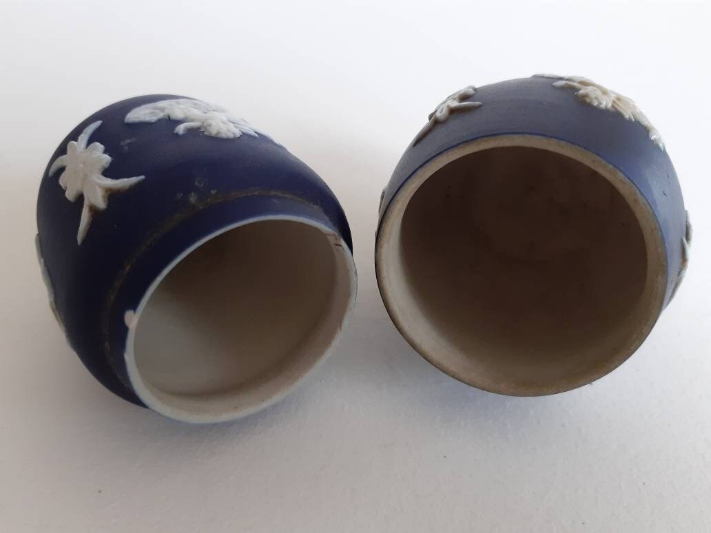 RARE Antique Adams Tunstall 1800's Blue Jasperware Lot of Small 2" Tall ...