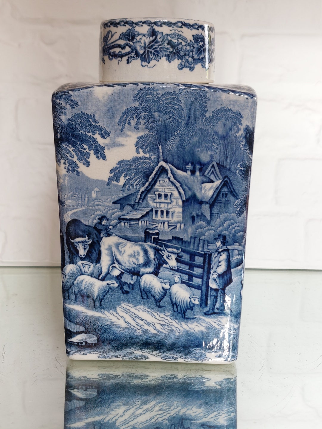 RARE Massive 8" Booths Silicon China "british Scenery" Lidded Tea Caddy ...