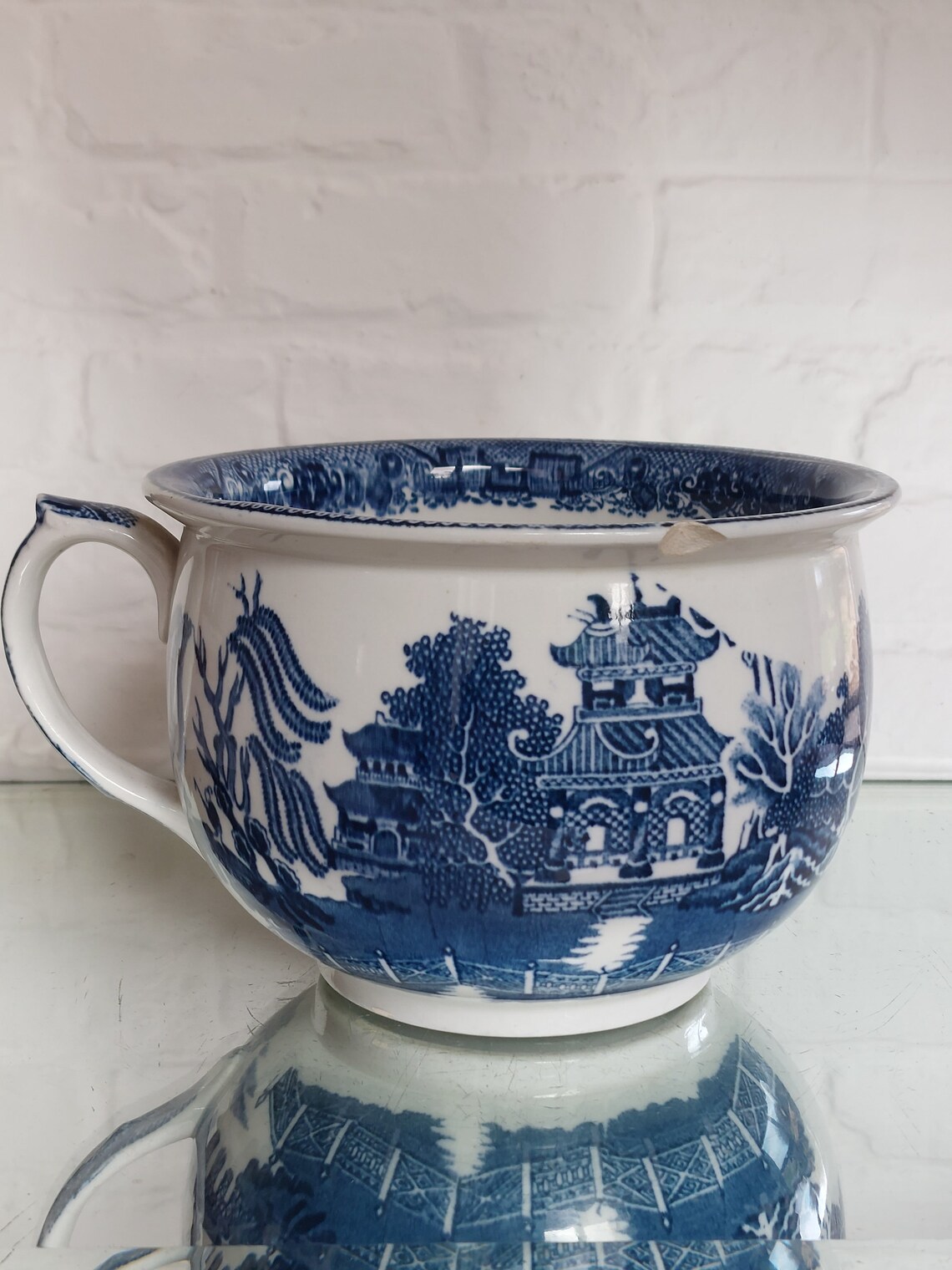 Rare Antique Maling "cetem Ware" Chamber Pot in Willow Pattern C.1920s ...