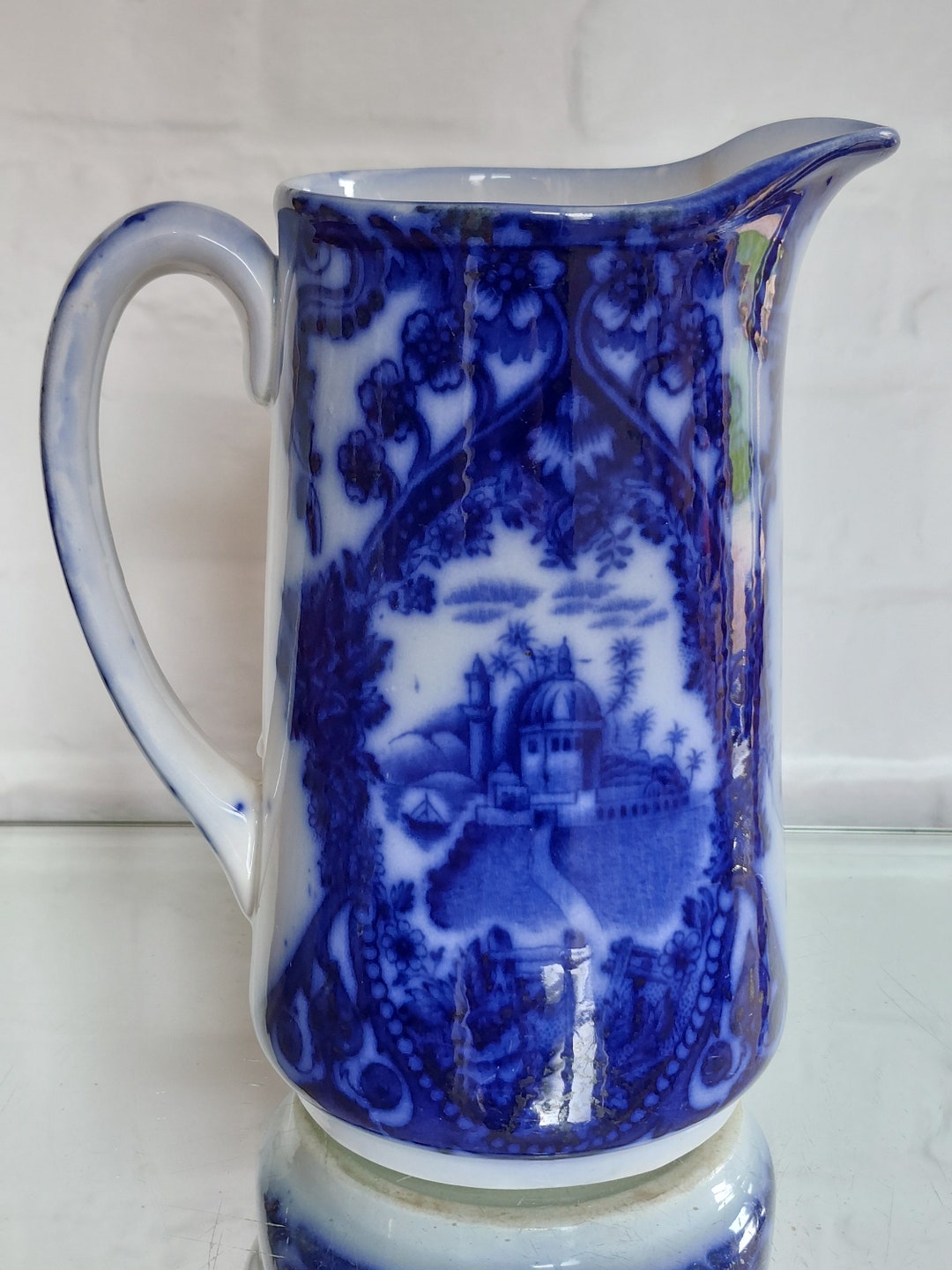 Magnificent Antique Flow Blue Large Jug- Vase C1850 - Etsy