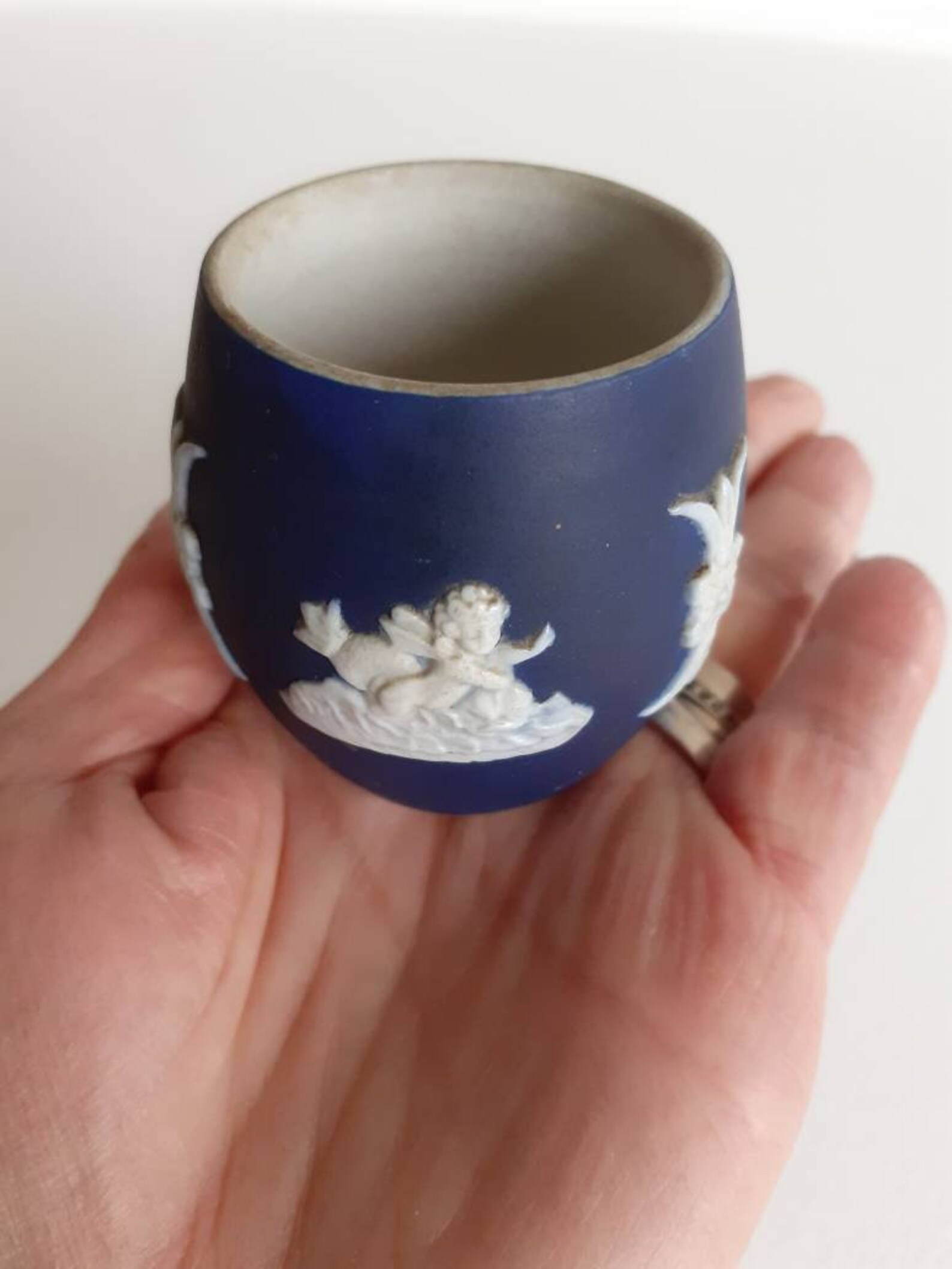 RARE Antique Adams Tunstall 1800's Blue Jasperware Lot of Small 2" Tall ...