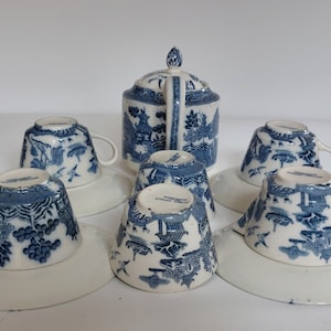 RARE Wedgwood Etruria England willow Pattern MINIATURE 11 Pieces Tea ...