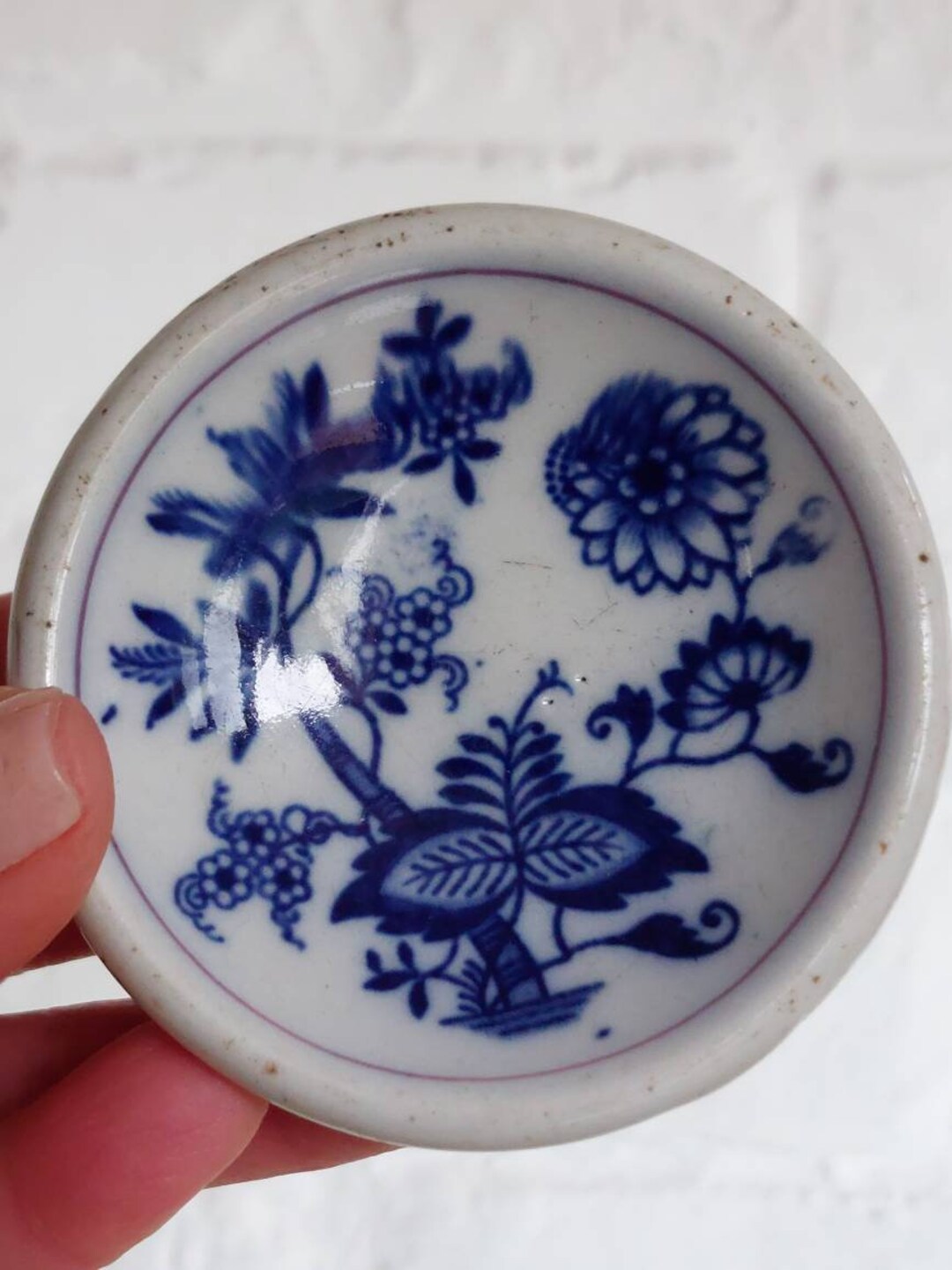 RARE Cauldon Ware Vitrified Blue & White Miniature 3" Dish Plate C.1920 ...
