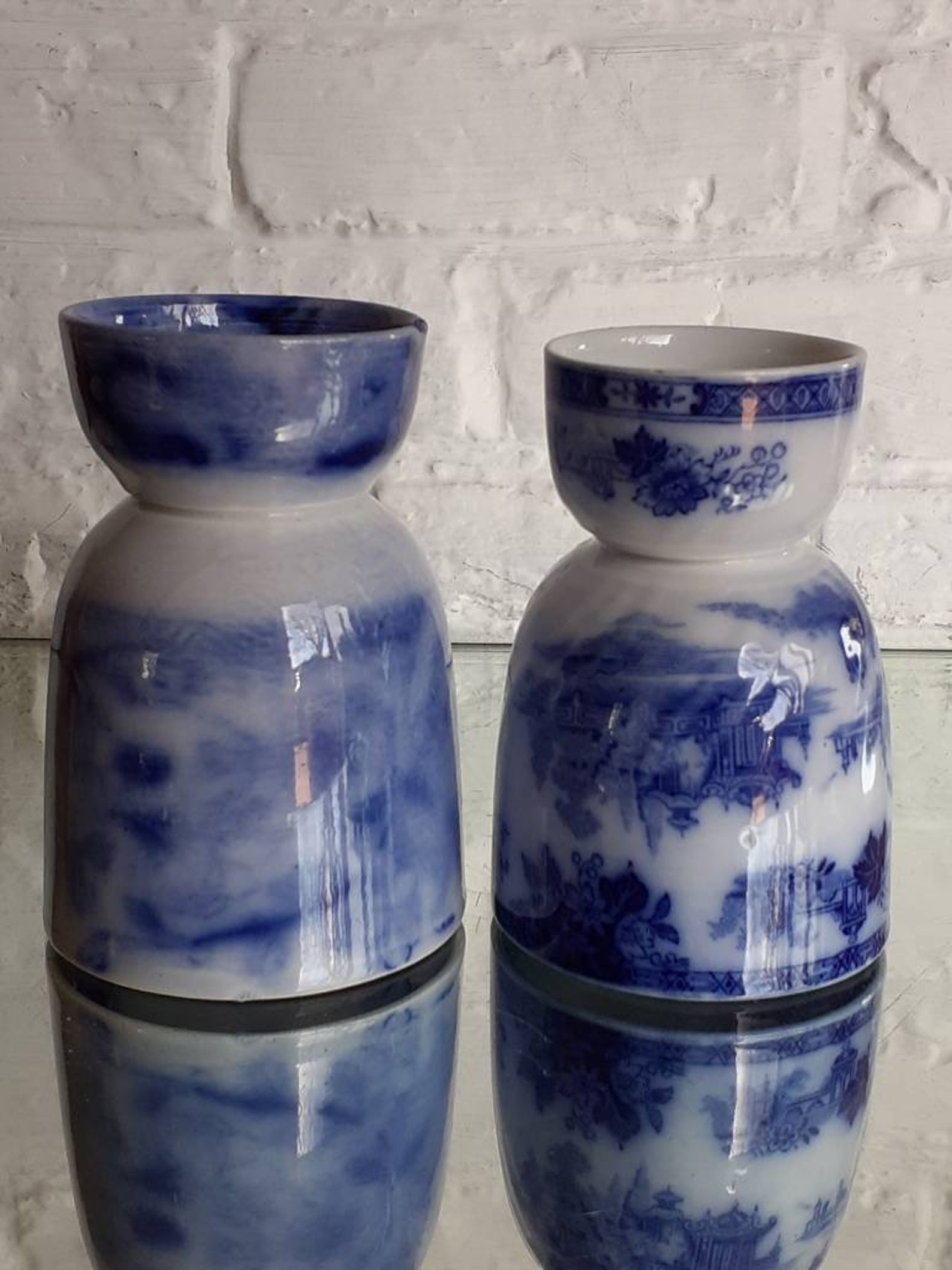 Rare Antique Pair of LARGE Flow Blue Double Egg Cups 1920 - Etsy UK