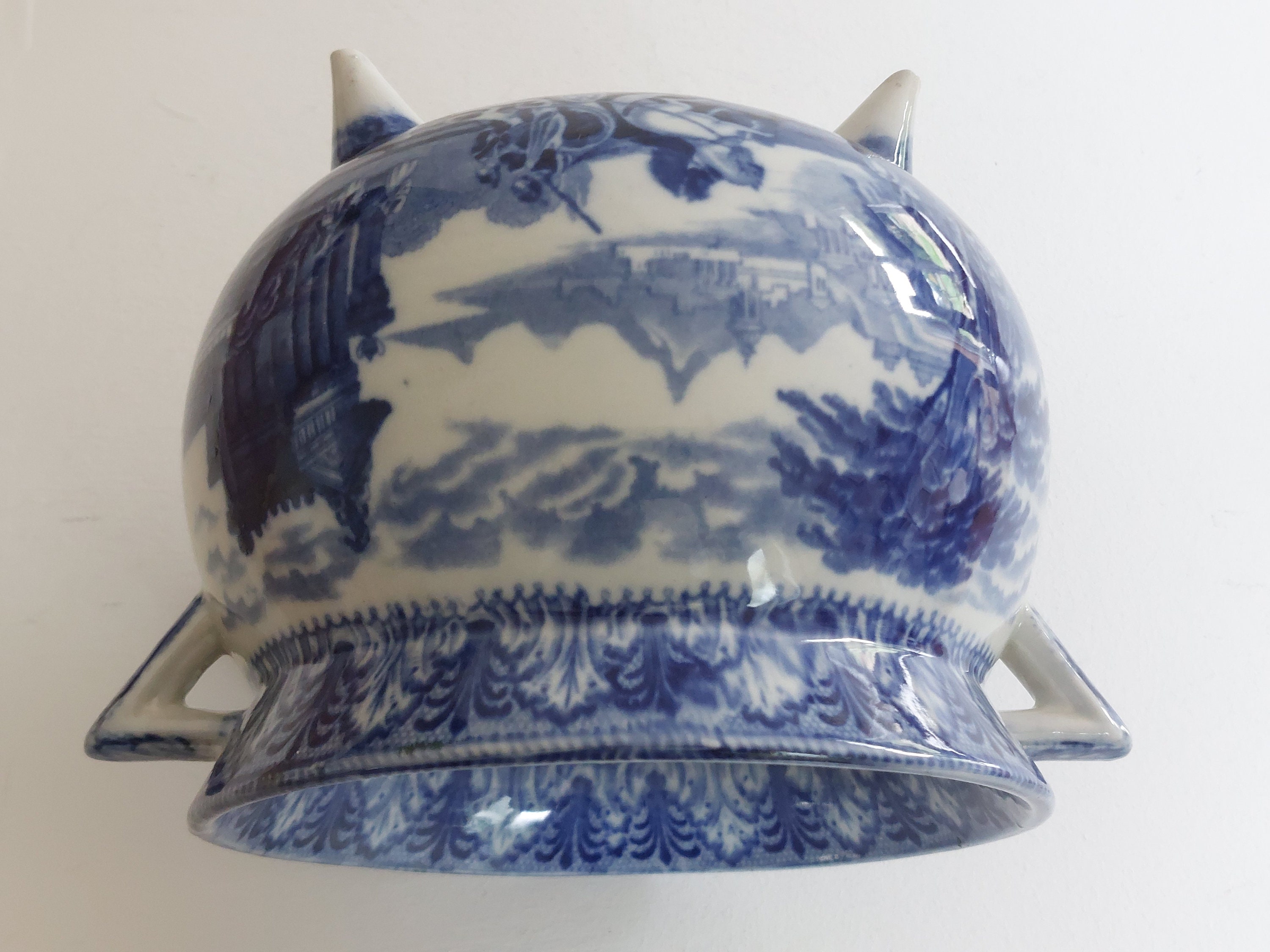 Rare Antique Cauldon England "chariot" Pattern Large Twin Handled Bowl ...