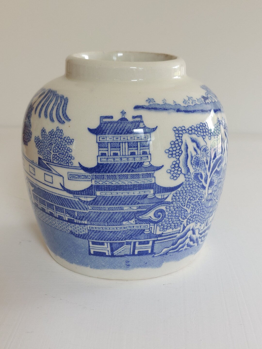 Rare Charming Antique Willow Pattern "maling" Cetem Ware Pot- Vase ...