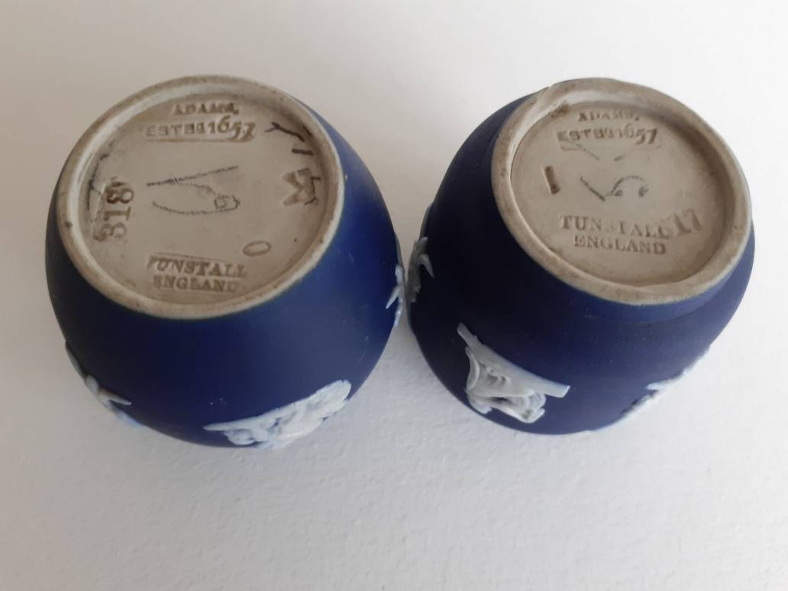 RARE Antique Adams Tunstall 1800's Blue Jasperware Lot of Small 2" Tall ...