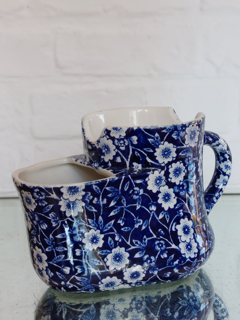 Rare Vintage Burleigh Cobalt Blue Calico Chintz Shaving Mug - Etsy