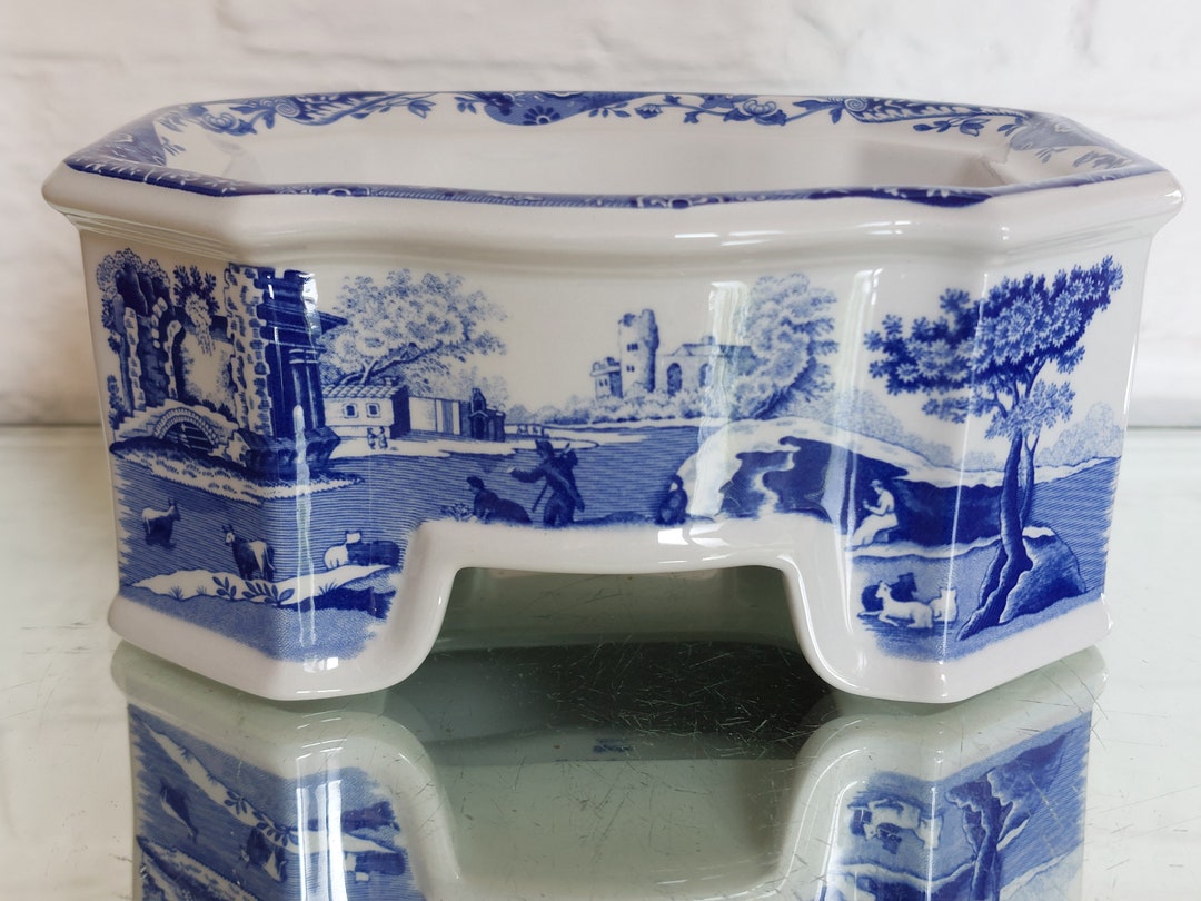 Rare Collectible Spode blue Italian Signature Collection LARGE Dog Pet ...