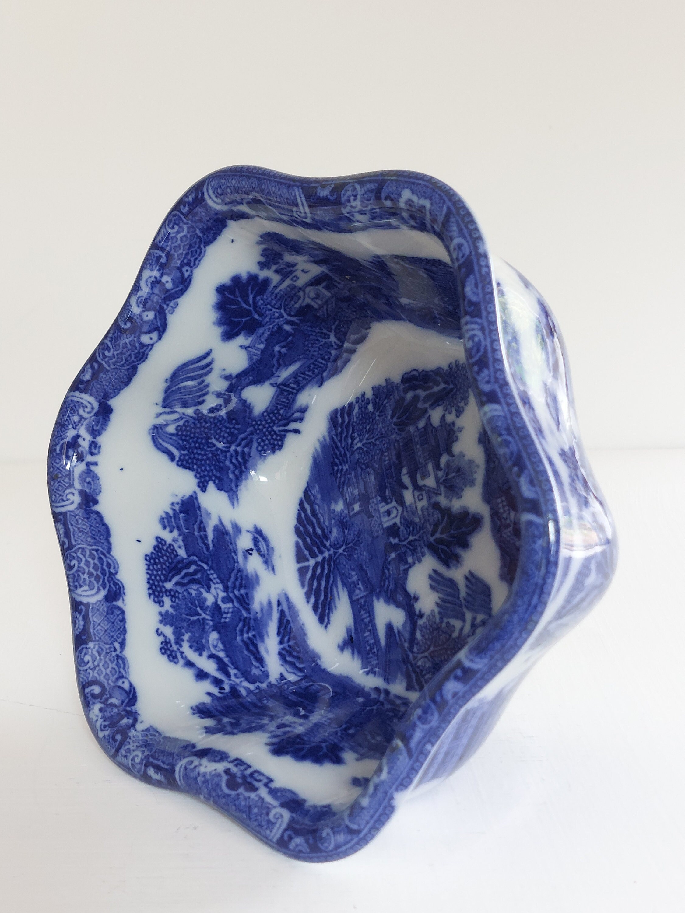 RARE Breathtaking Antique Cetem Ware Maling Flow Blue Willow Pattern 8 ...