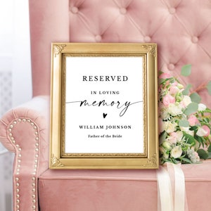 Reserved in Loving Memory Wedding Sign With Name Personalized Wedding ...