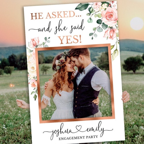 Engagement Party Photo Booth Backdrop She Said YES Custom - Etsy