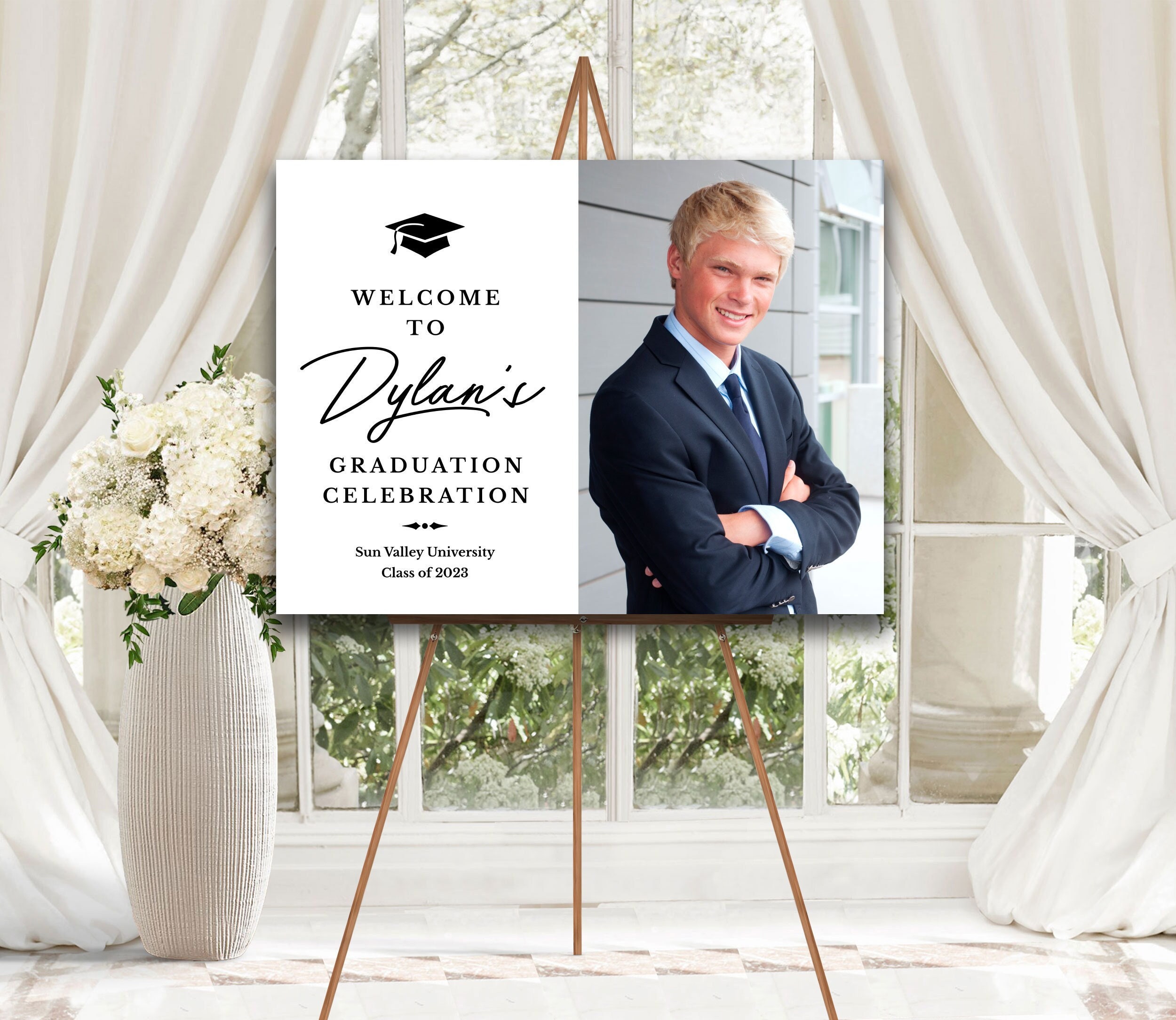Senior Graduation Welcome Sign With Photo Senior Poster Elegant Modern ...