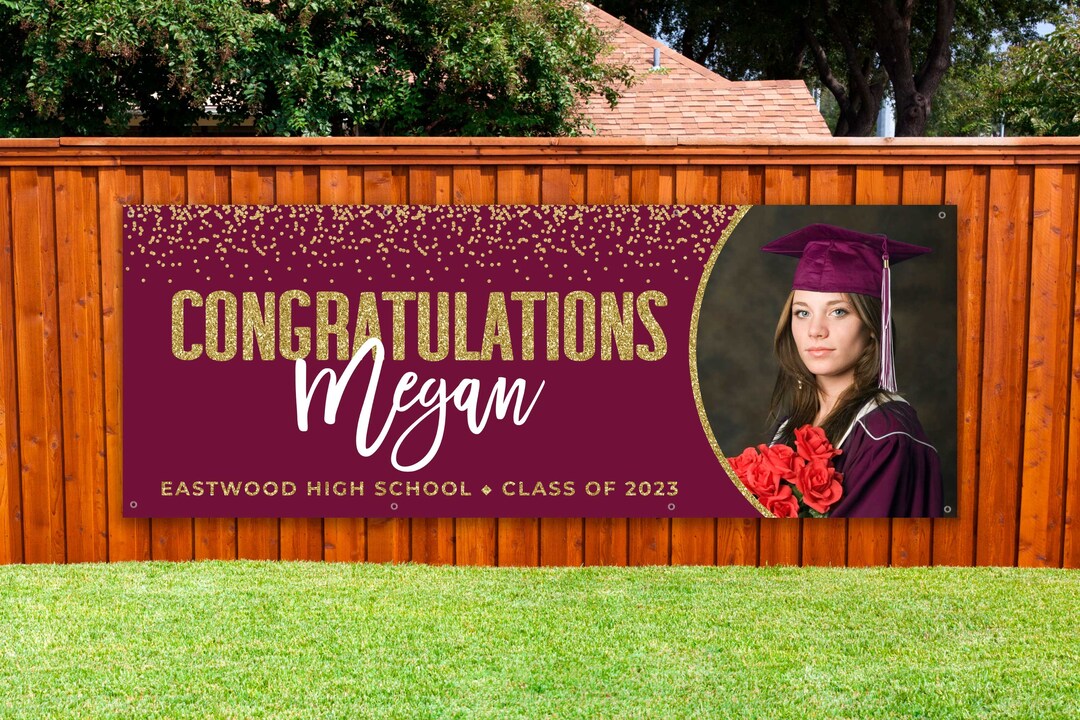 Graduation Banner 2023 Decorations Maroon/burgundy and Gold Backdrop ...