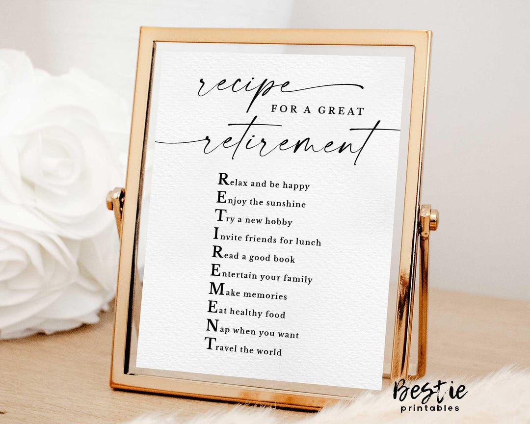 Retirement Signs, Retirement Gifts, Recipe for Retirement, Retirement ...