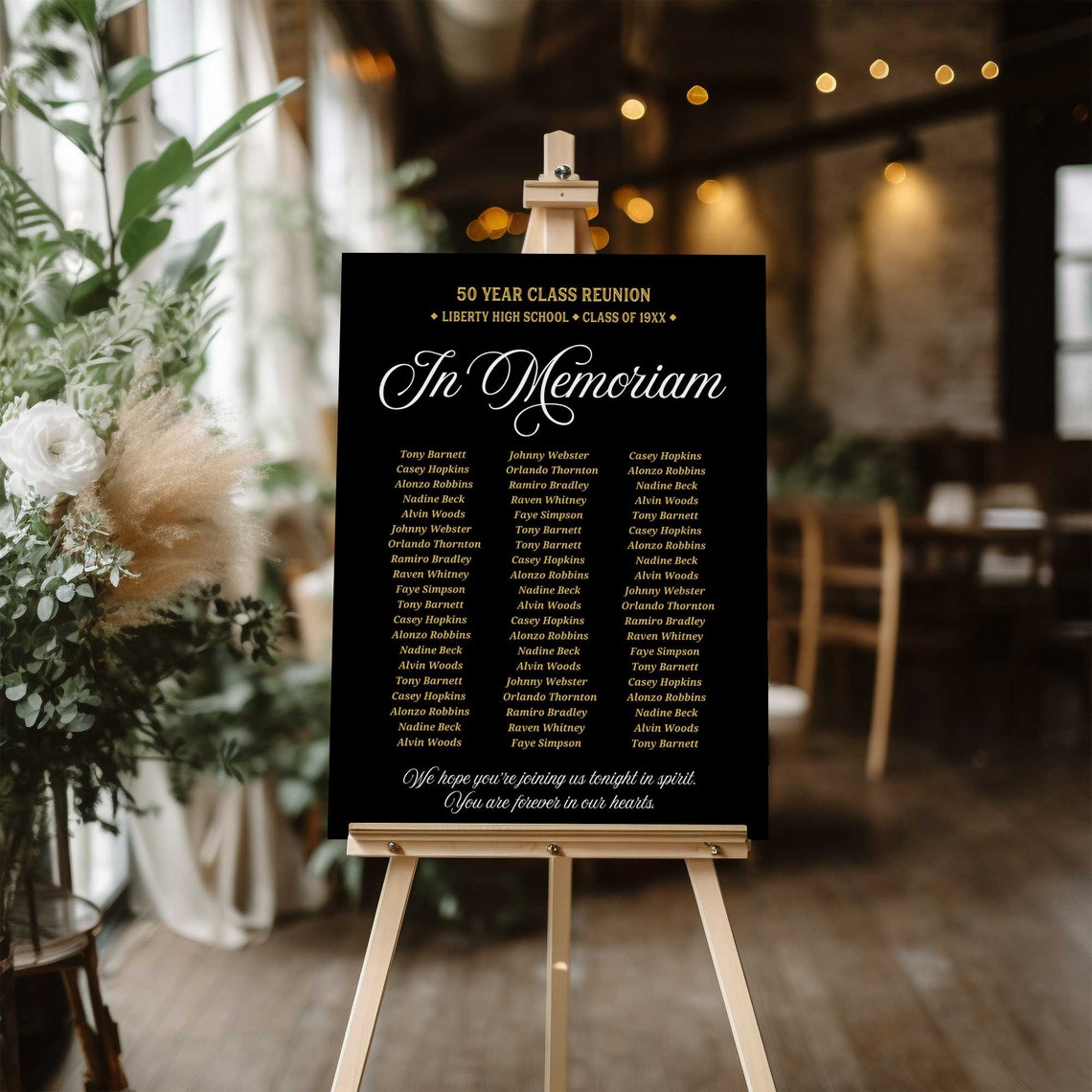 Reunion Memorial Board, in Memory of Classmates Sign, Class Reunion ...